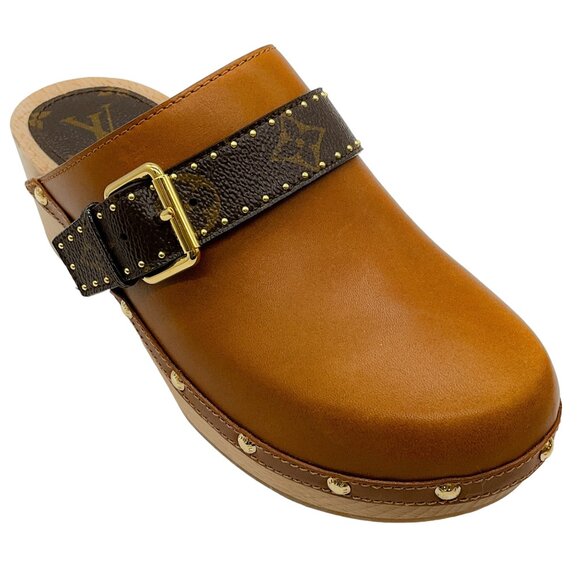 Louis Vuitton | Shoes | Louis Vuitton Brown Leather Cottage Clogs With ...